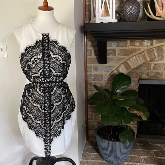 Ark & Co | Dresses | Ark Co Nwt White Wblack Lace Detailbackless | Poshmark